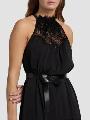 Kobi Halperin Hallee Lace Embroidered Satin Maxi Dress