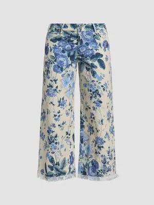 Kobi Halperin Anne Floral-print Twill Crop Pants