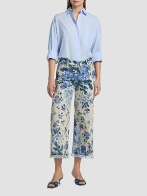 Kobi Halperin Anne Floral-print Twill Crop Pants
