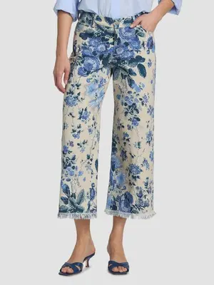 Kobi Halperin Anne Floral-print Twill Crop Pants