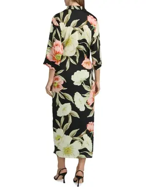 UNGARO Iris Floral Tie-waist Shirtdress