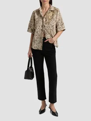 UNGARO Aimee Embroidered Leopard-print Blouse