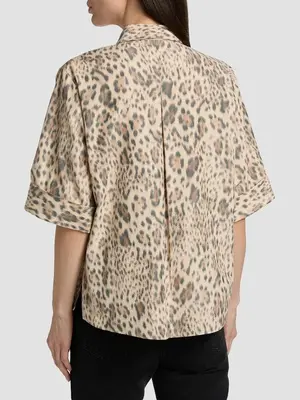 UNGARO Aimee Embroidered Leopard-print Blouse
