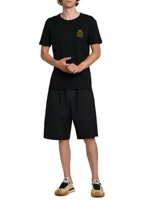 Dolce & Gabbana Logo-patch Cotton Drawstring Shorts