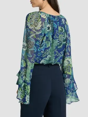 UNGARO Darby Paisley Chiffon Blouse