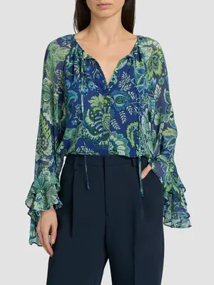 UNGARO Darby Paisley Chiffon Blouse