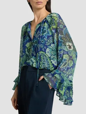 UNGARO Darby Paisley Chiffon Blouse