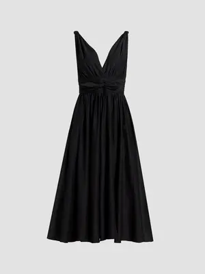 UNGARO Josie Cotton & Silk Midi-dress - Black
