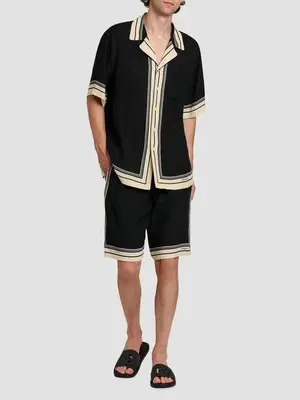 Dolce & Gabbana Riga Striped Silk Camp Shirt