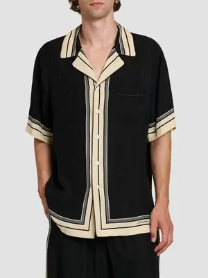 Dolce & Gabbana Riga Striped Silk Camp Shirt