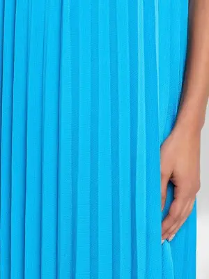 UNGARO Beverly Pleated Halter Maxi Dress - Azure