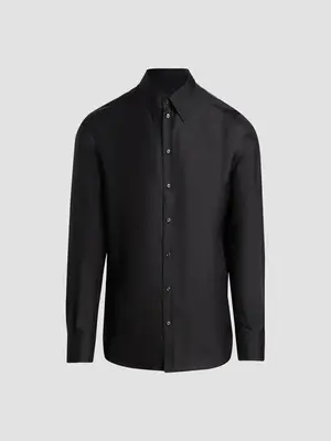 Dolce & Gabbana Silk Twill Button-front Shirt - Nero