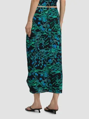 UNGARO Colby Printed Wrap Midi Skirt