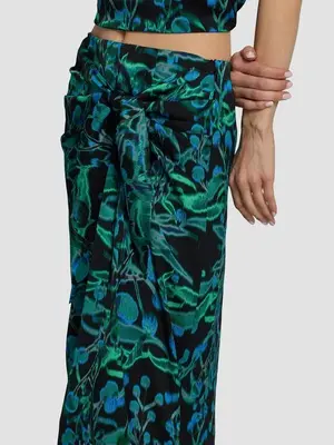 UNGARO Colby Printed Wrap Midi Skirt