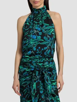 UNGARO Ace Printed Halter Blouse