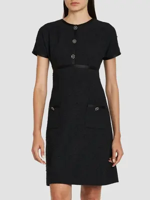 Dolce & Gabbana Crystal-button Tweed A-line Minidress