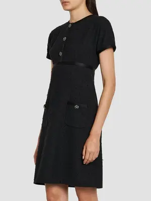 Dolce & Gabbana Crystal-button Tweed A-line Minidress