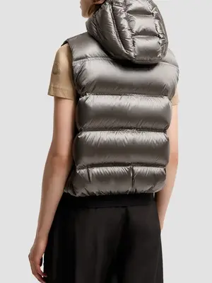 Moncler Fluidite Puffer Vest With Hood - Silver