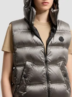 Moncler Fluidite Puffer Vest With Hood - Silver