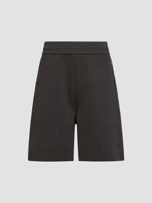 Moncler Shorts In Interlock Cotton Blend - Black