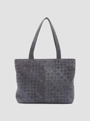 Bottega Veneta Small Intrecciato Suede Zip Tote Bag