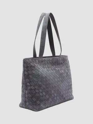 Bottega Veneta Small Intrecciato Suede Zip Tote Bag