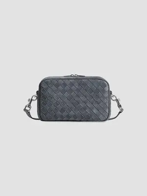 Bottega Veneta Small Intrecciato Suede Camera Bag