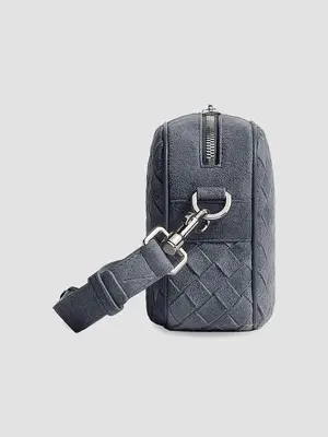 Bottega Veneta Small Intrecciato Suede Camera Bag