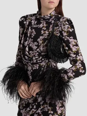 BRONX BANCO Nadine Floral Feather-cuff Minidress