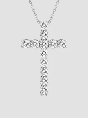 LAB GROWN DIAMONDS 18k & 1.00 Tcw Lab-grown Diamond Cross Pendant Necklace - White Gold