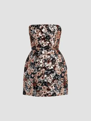 BRONX BANCO Maraya Strapless Floral Sequin Minidress - Multi