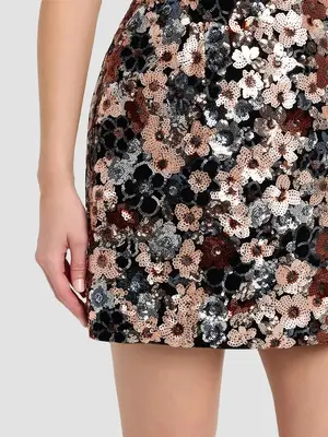 BRONX BANCO Maraya Strapless Floral Sequin Minidress
