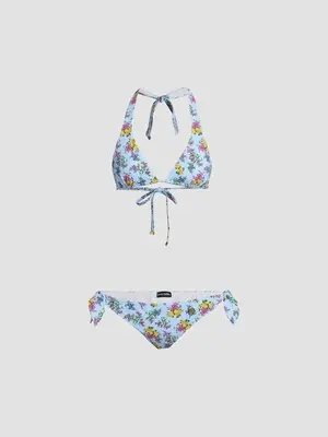Dolce & Gabbana Floral Tie Bikini - Blue