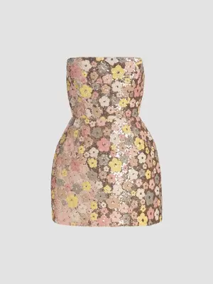 BRONX BANCO Jasmine Maraya Strapless Sequined Minidress
