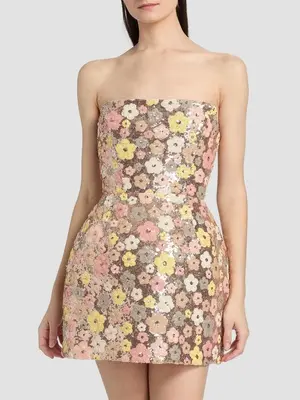 BRONX BANCO Jasmine Maraya Strapless Sequined Minidress