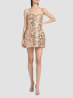 BRONX BANCO Jasmine Maraya Strapless Sequined Minidress