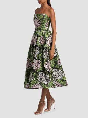 BRONX BANCO Kate Floral Embroidered Corset Midi-dress