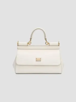 Dolce & Gabbana Sicily Mini Leather Top Handle Bag - White