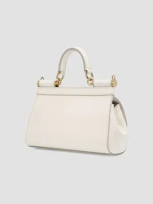 Dolce & Gabbana Sicily Mini Leather Top Handle Bag - White