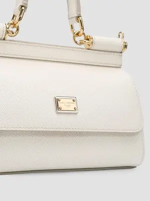 Dolce & Gabbana Sicily Mini Leather Top Handle Bag - White