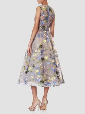 BRONX BANCO Saba Blossom-embroidered Midi Dress