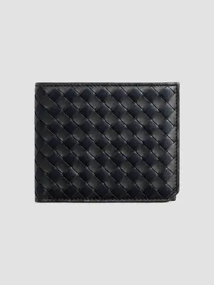 Bottega Veneta Intrecciato Piccolo Leather Bifold Wallet - Midnight