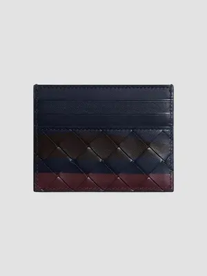 Bottega Veneta Intrecciato Leather Card Case - Midnight
