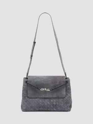 Bottega Veneta Andiamo Intrecciato Suede Messenger Bag - Cloudy