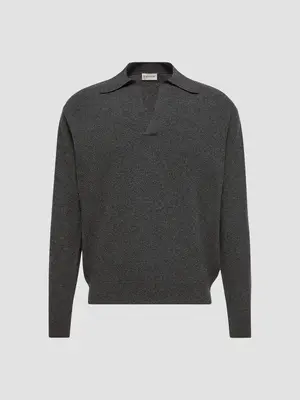 Moncler Long Sleeve Polo Shirt In Wool And Cashmere