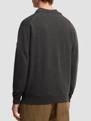 Moncler Long Sleeve Polo Shirt In Wool And Cashmere