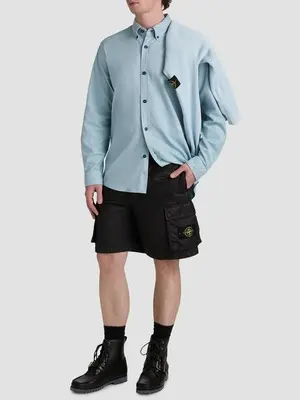 Stone Island Waxed Cotton Cargo Shorts