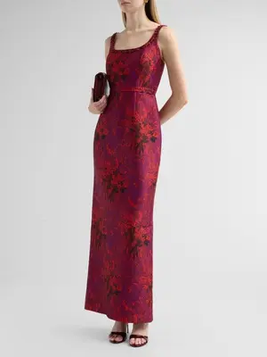 SACHIN BABI Lana Floral Print Satin Gown