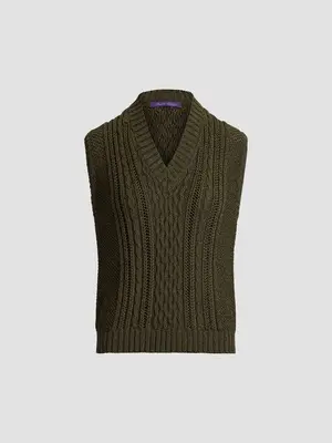 Ralph Lauren Cable-knit Silk-cashmere Sweater Vest