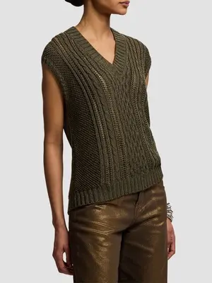 Ralph Lauren Cable-knit Silk-cashmere Sweater Vest